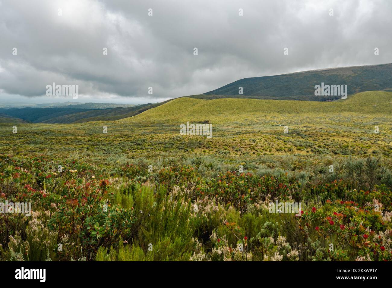 Scenic view of mountain landscapes against sky at Chogoria Route, Mount ...