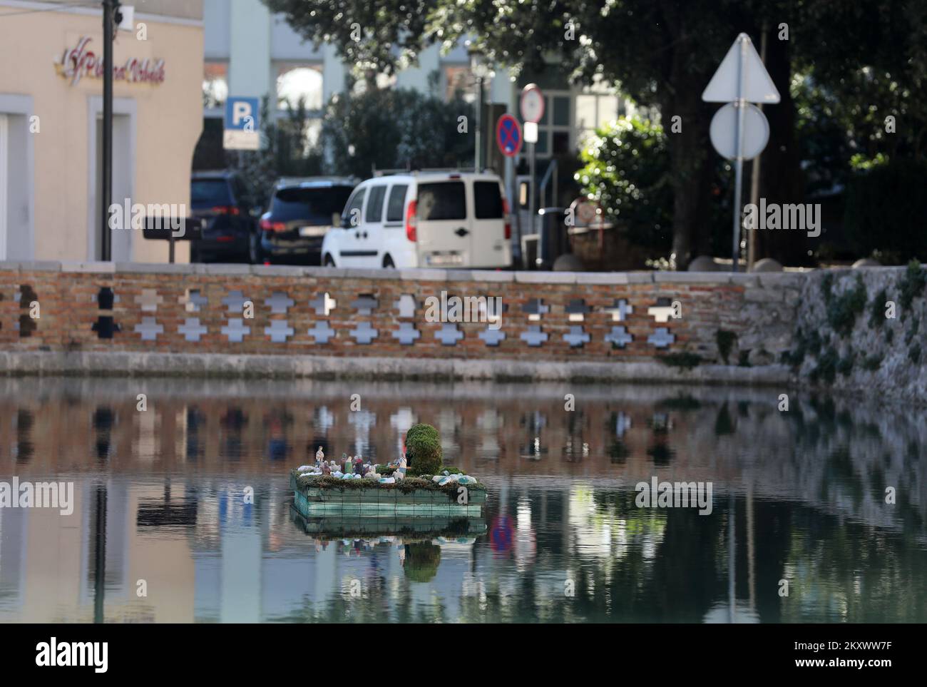 Photo taken on December 27, 2021 shows floating Nativity scene in ...