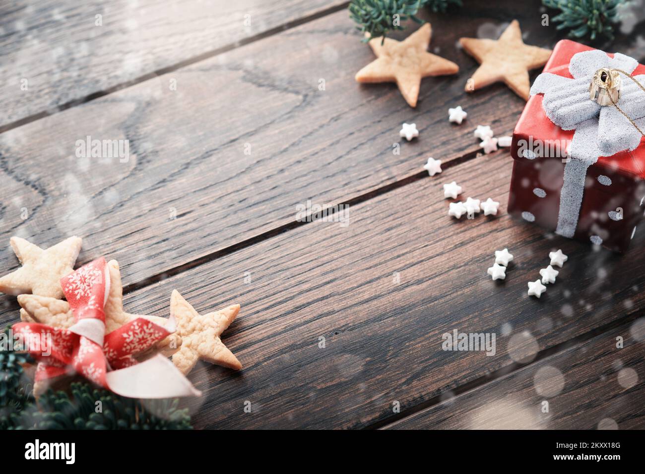 Marry Christmas. New Year background with fir branches and Christmas ...