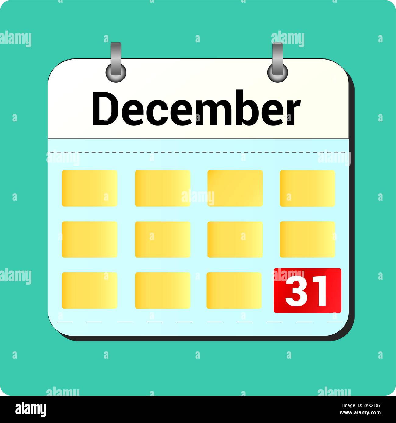 calendar vector drawing, date December 31 on the page Stock Vector ...