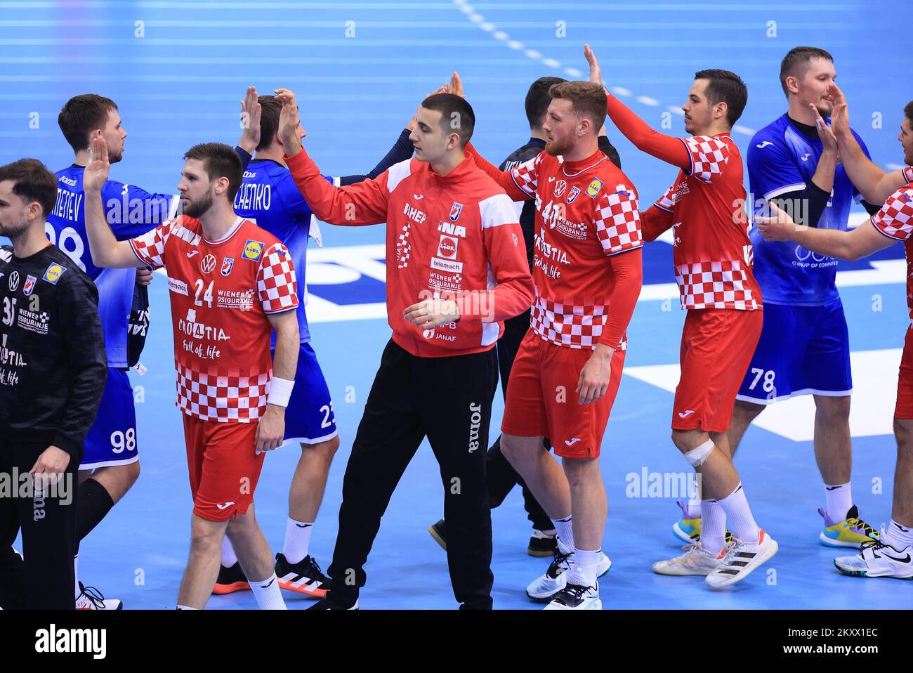 Team Croatia celebrate a win after Day 1 Croatia Cup 2022 Handball ...
