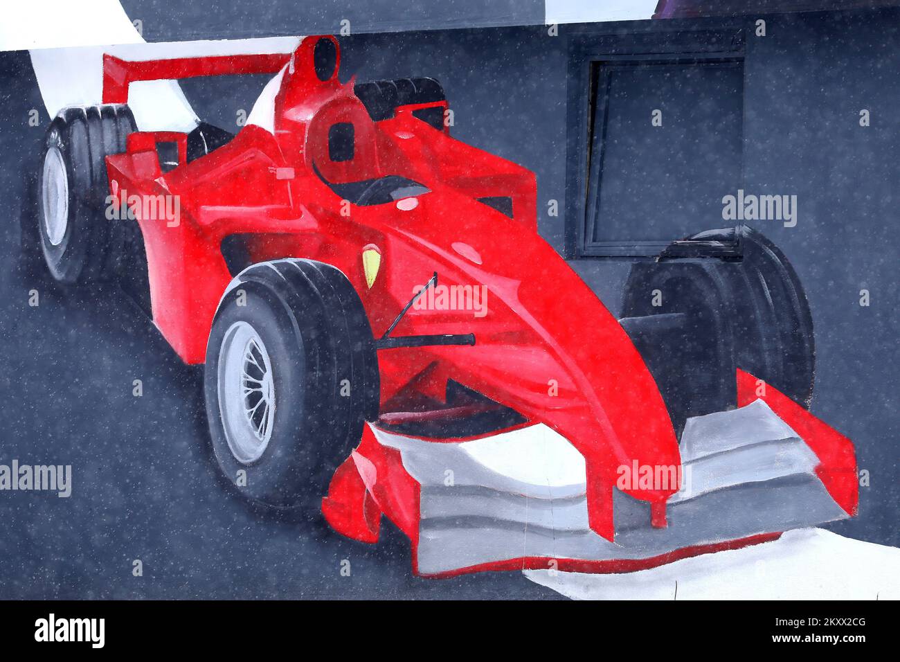 Graphite of Michael Schumacher seen on the building, in Sarajevo ...