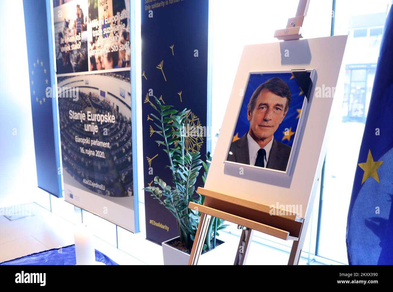 A condolence book for late European Parliament President David Sassoli ...