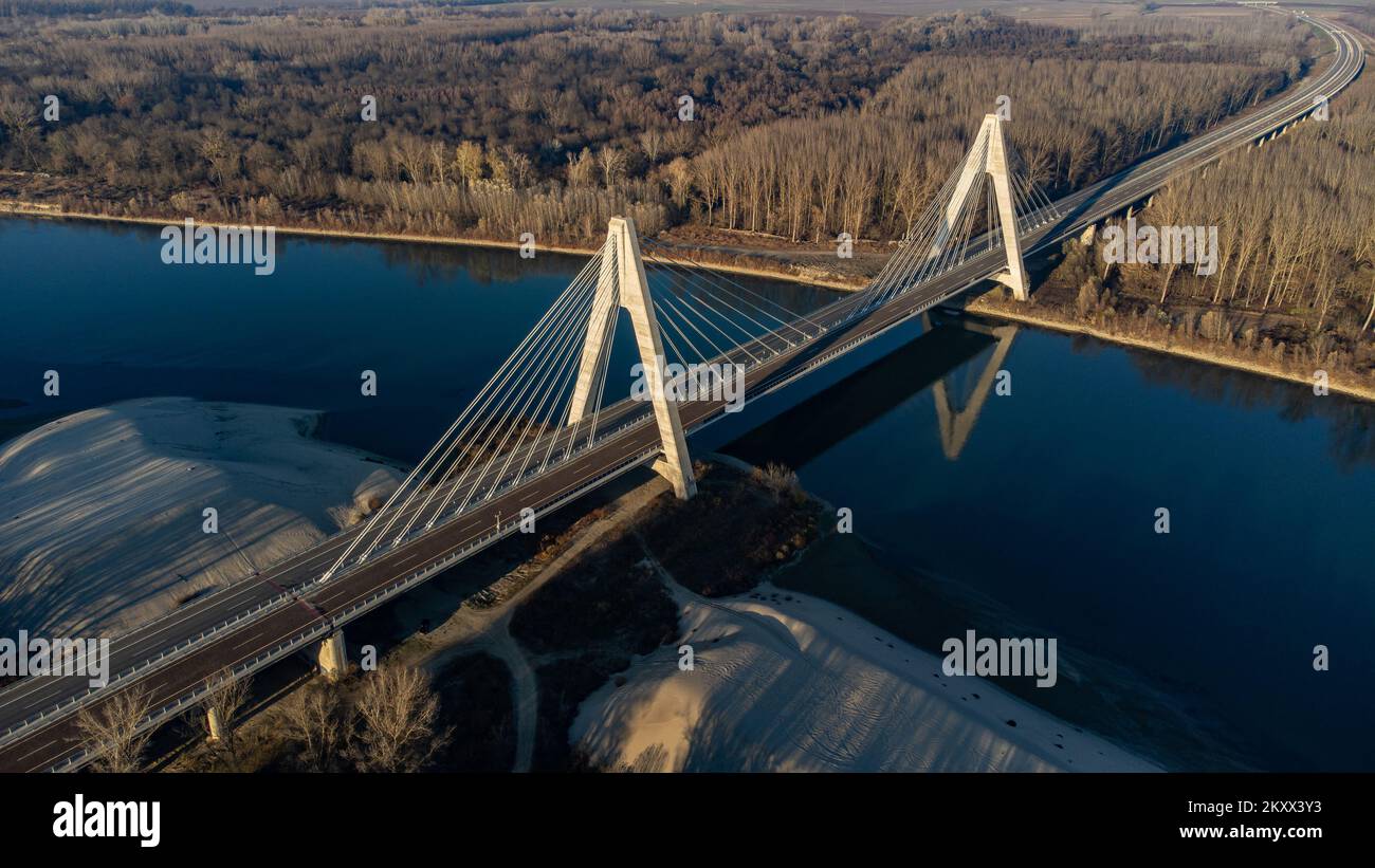 Aerial view of the part of the Slavonika highway on Corridor 5c where ...