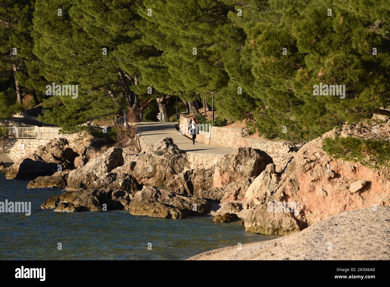 Sunset over Brela Stone in Brela, Croatia on January 15, 2022. The ...