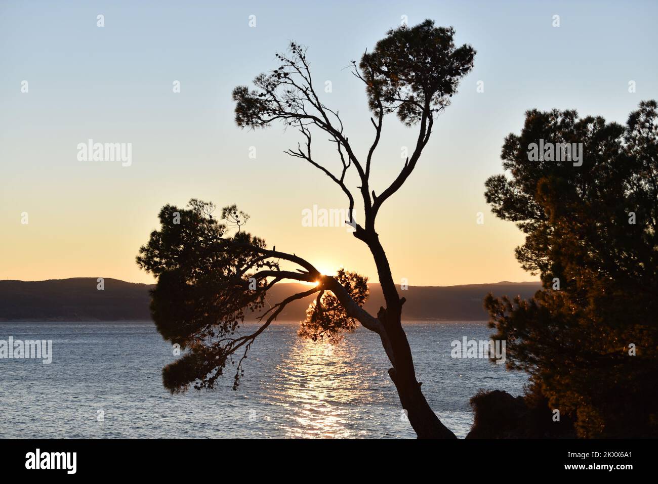 Sunset over Brela Stone in Brela, Croatia on January 15, 2022. The ...