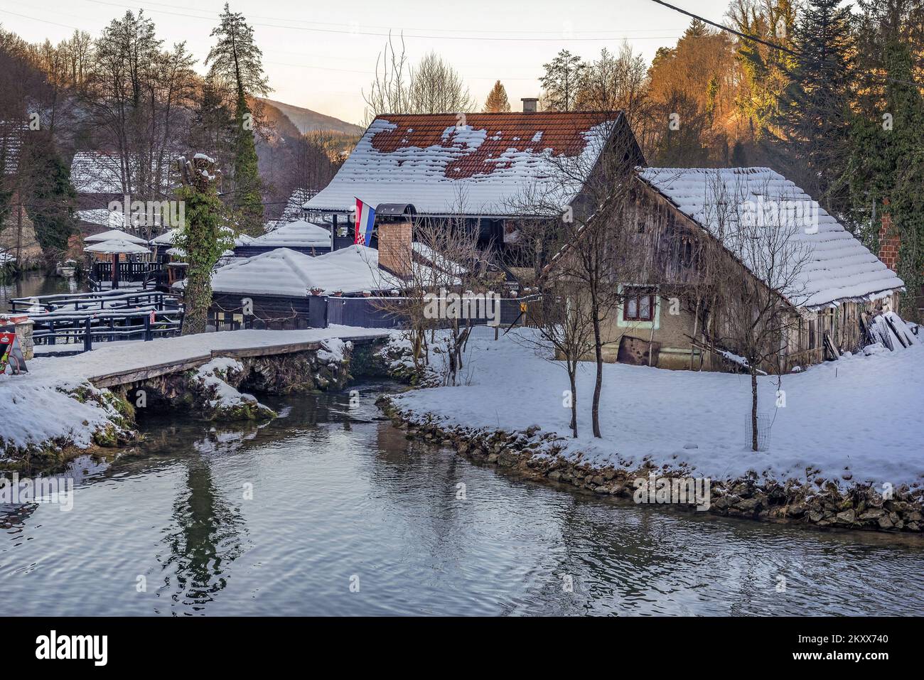 The pictures show a fairytale view of Rastoke in winter. The picturesque small town of Rastoke ...