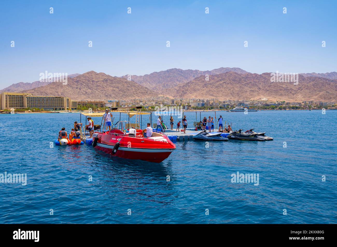 Tourist boats off Aqaba from the Red Sea Stock Photo - Alamy