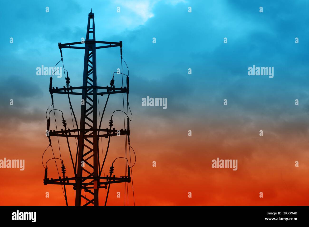 electric pylon and dramatic sky Stock Photo - Alamy