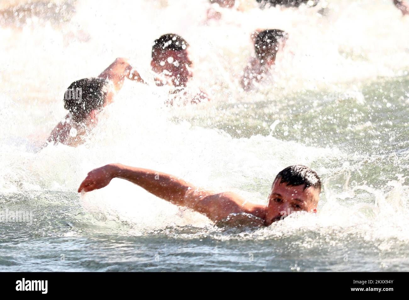 Orthodox believers are seen during the traditional swimming for the ...