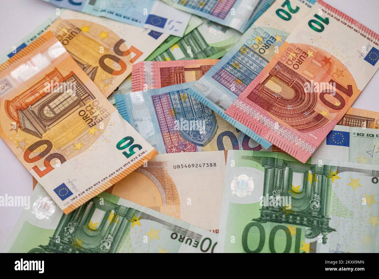 Euro banknotes to illustrate savings at home on January 19, 2022. Photo ...