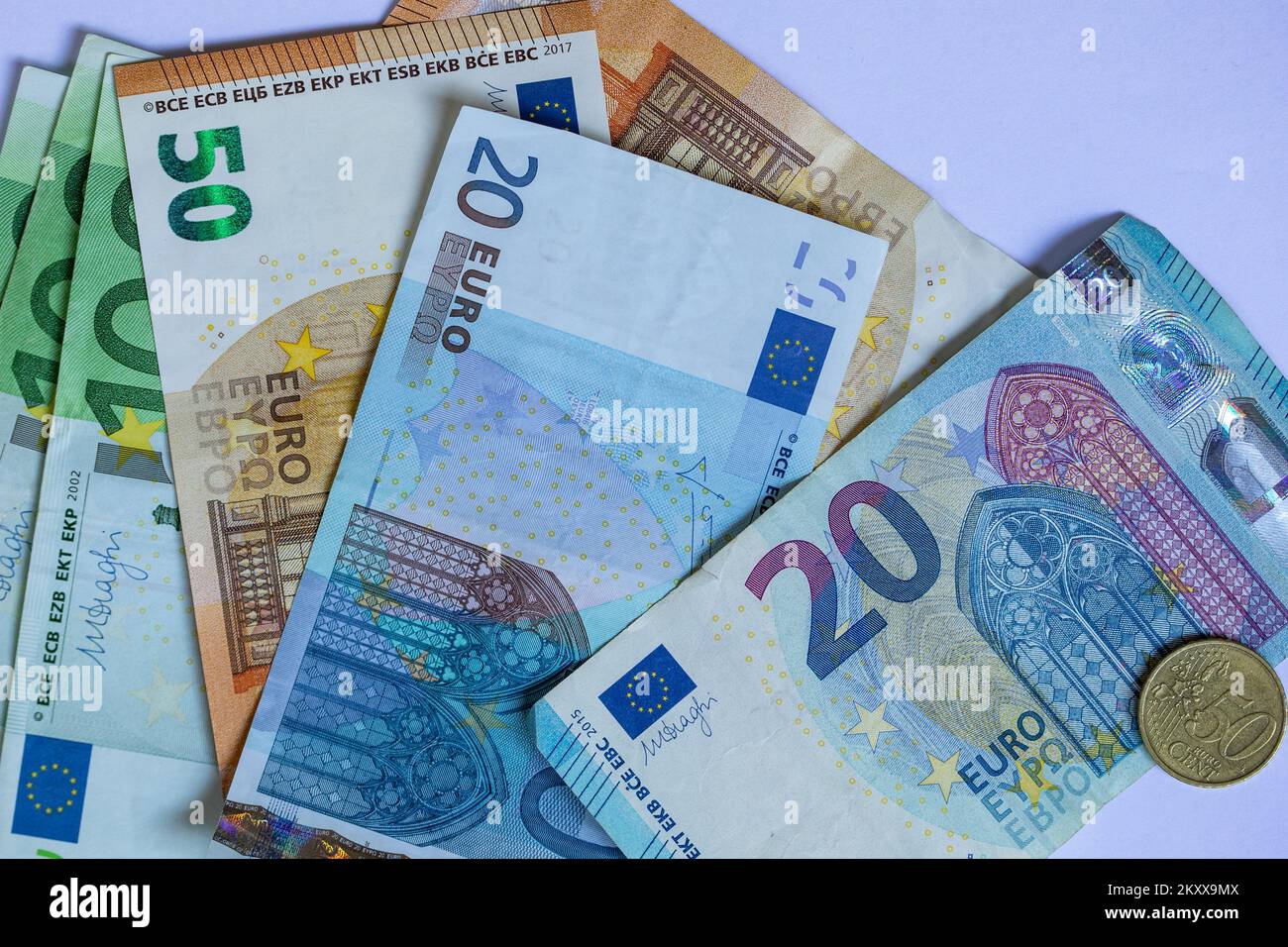 Euro banknotes to illustrate savings at home on January 19, 2022. Photo ...