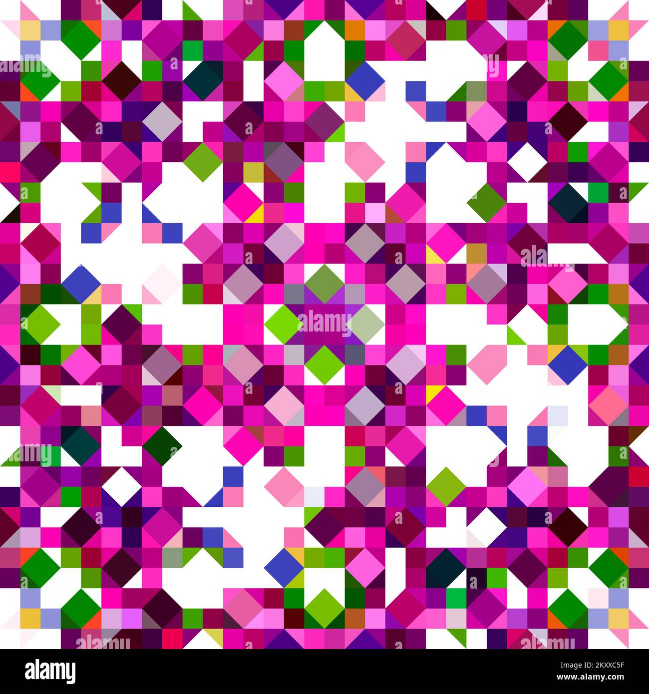 Retro geometric pixel pattern. Playful fun kaleidoscopic pink wallpaper ...