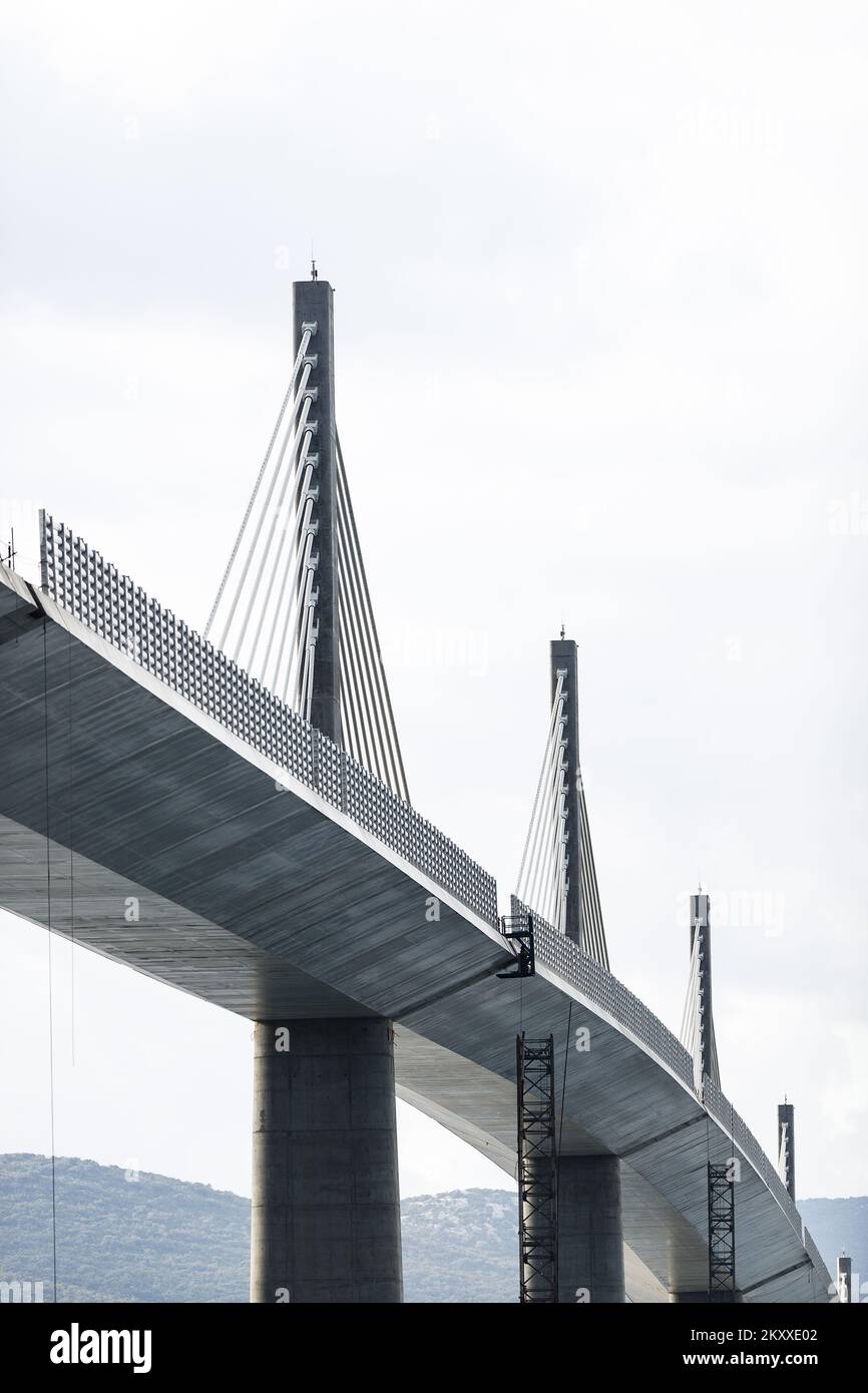A general view of Peljesac bridge under construction in Komarna on ...