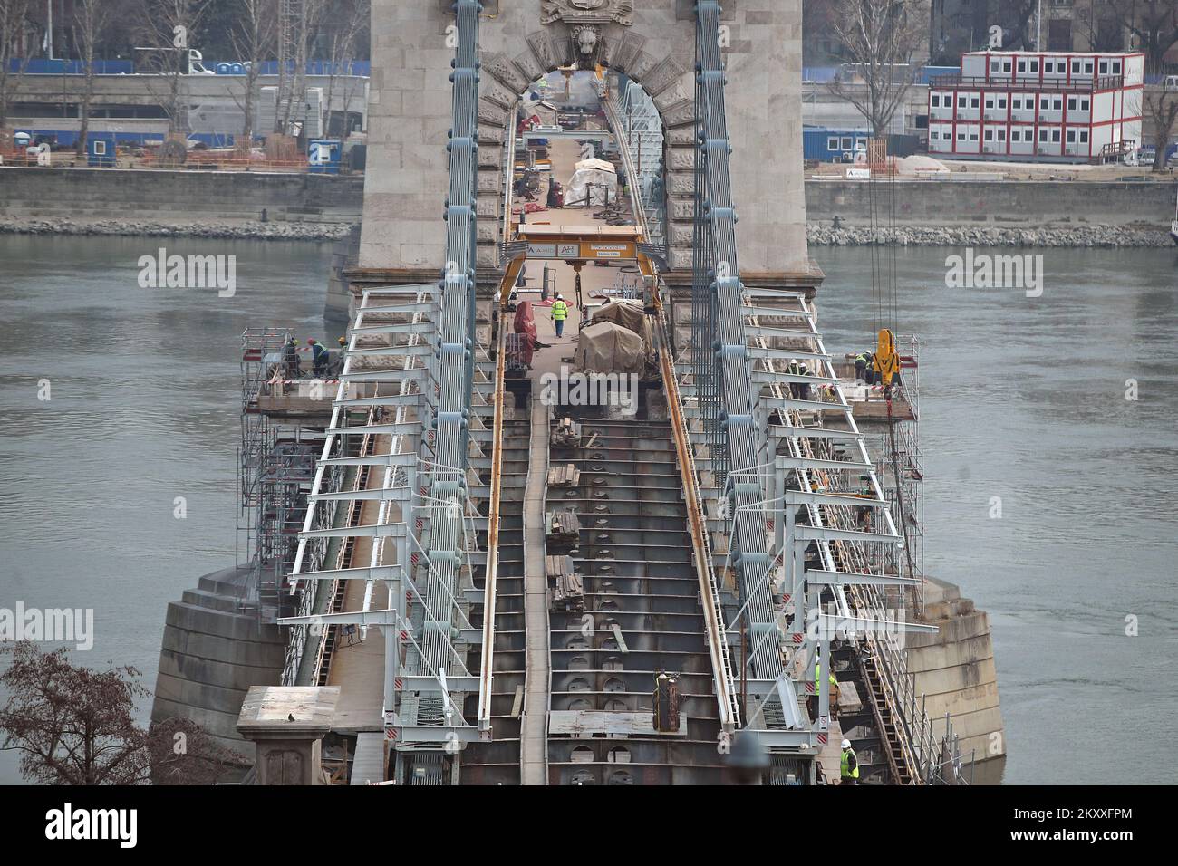 SzÃ©chenyi Chain Bridge in Budapest, Hungary on January 26, 2022 ...