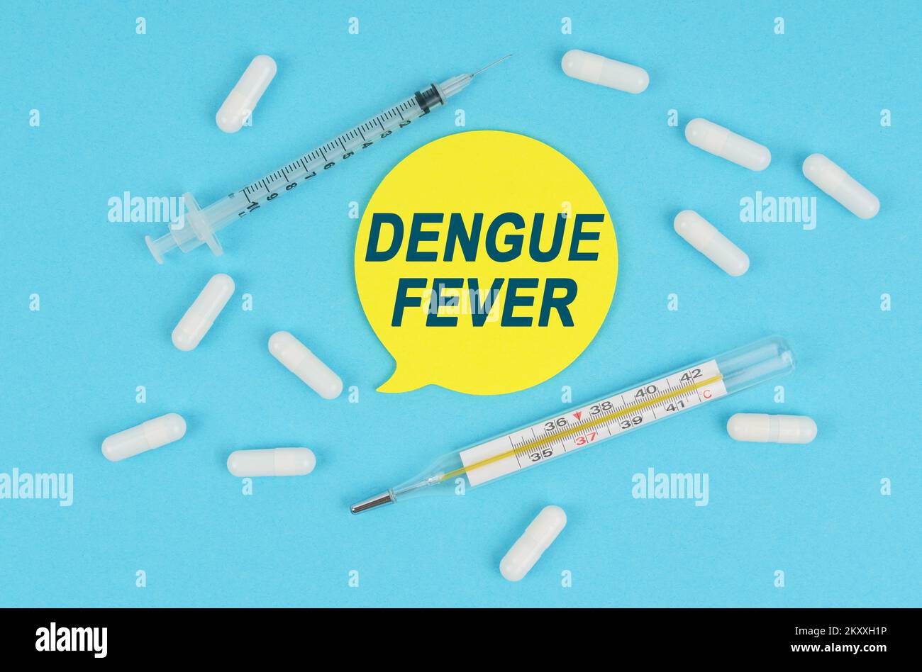 Medicine and health. On a blue background, among the pills, a ...