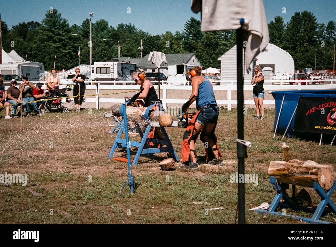 Axe Women of Main in a log cutting competition at the Hopkinton Fair ...
