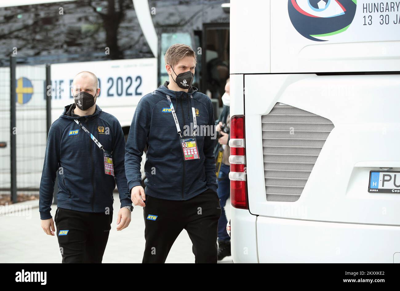 Swedish handball player Peter Johannesson can be seen after practice ...