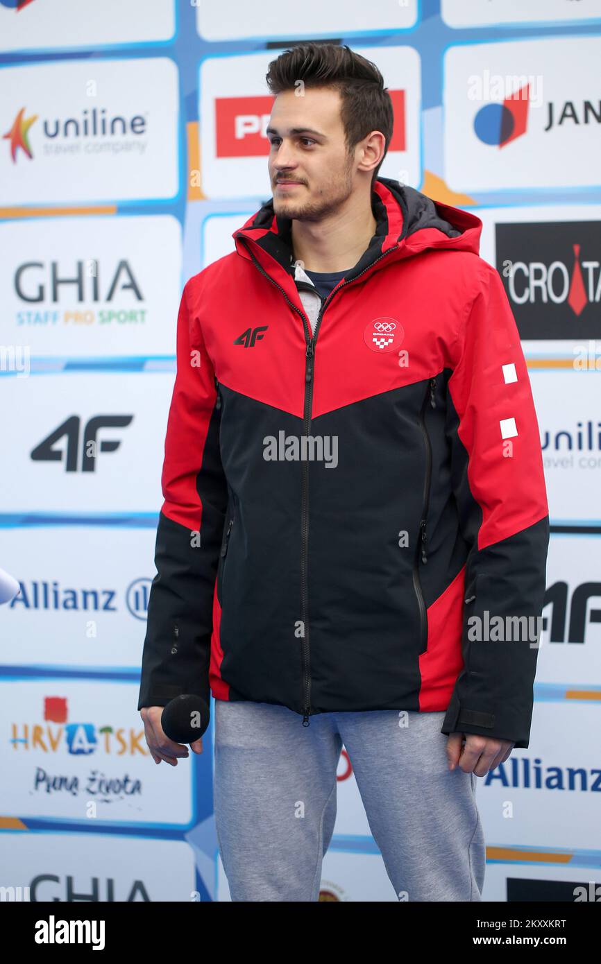 Cross-country skier Marko Skender is seen during the presentation and ...