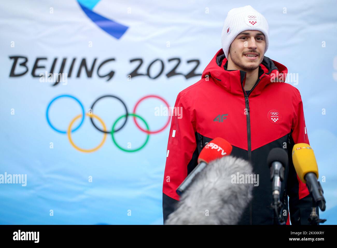 Cross-country skier Marko Skender is seen during the presentation and ...