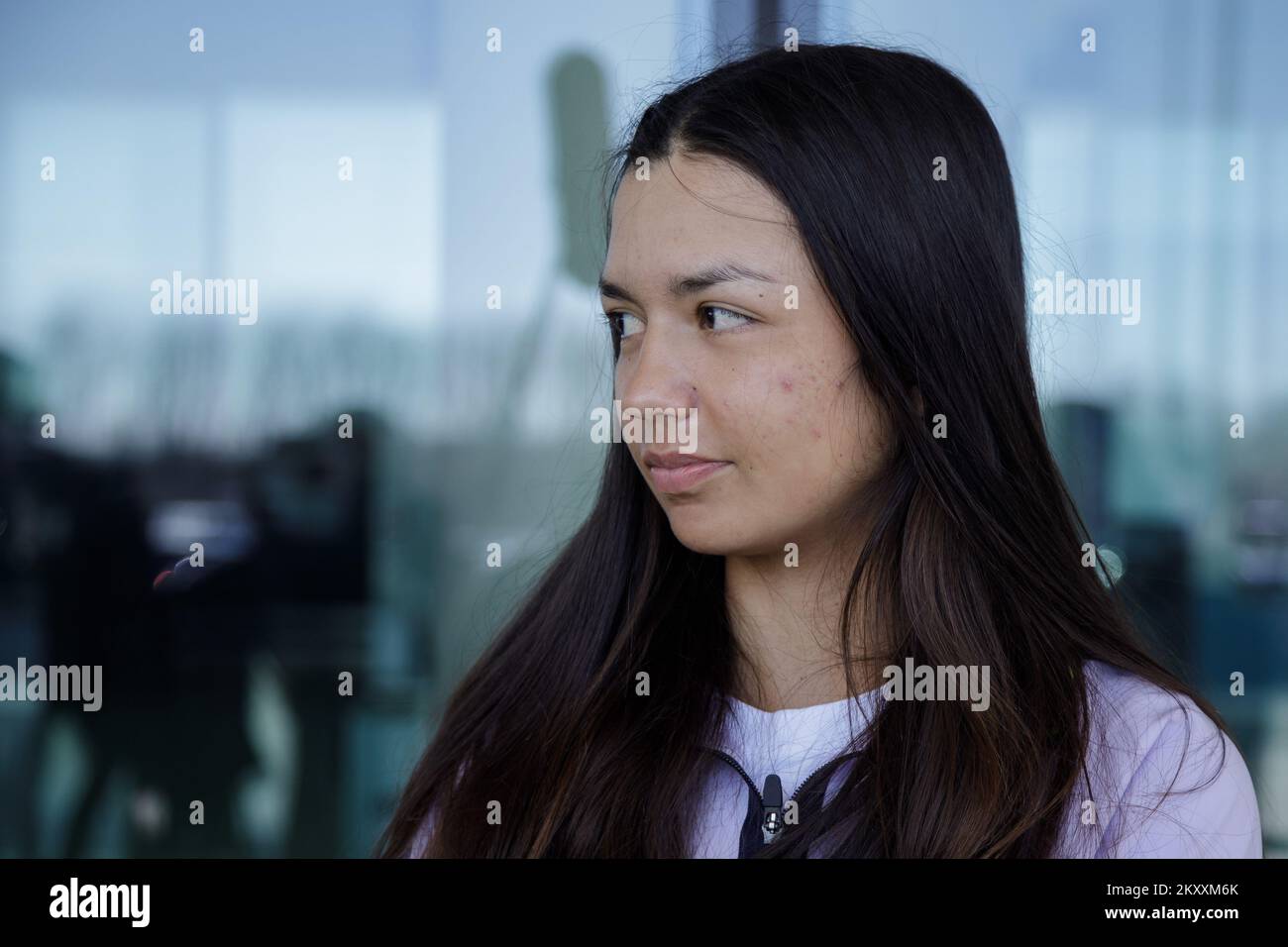 Tennis player Petra Marcinko can be seen at the airport in Zagreb ...