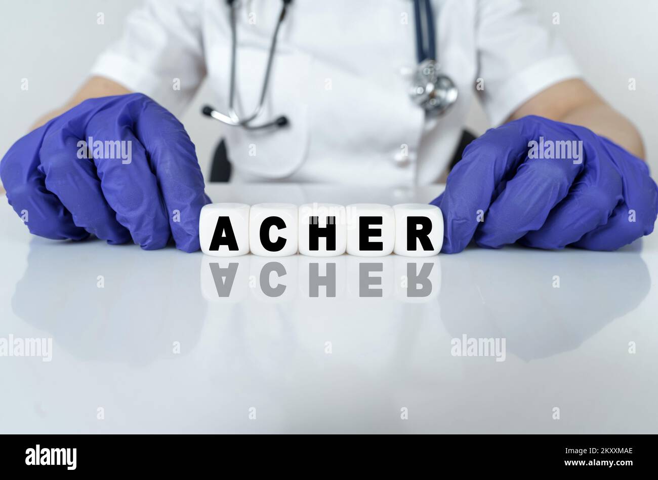 Medicine and health concept. The doctor put together a word from cubes ...