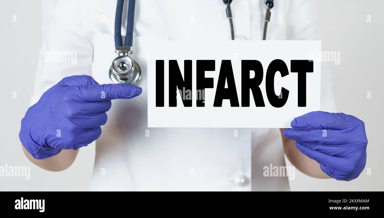 Medicine and health concept. The doctor points his finger at a sign ...