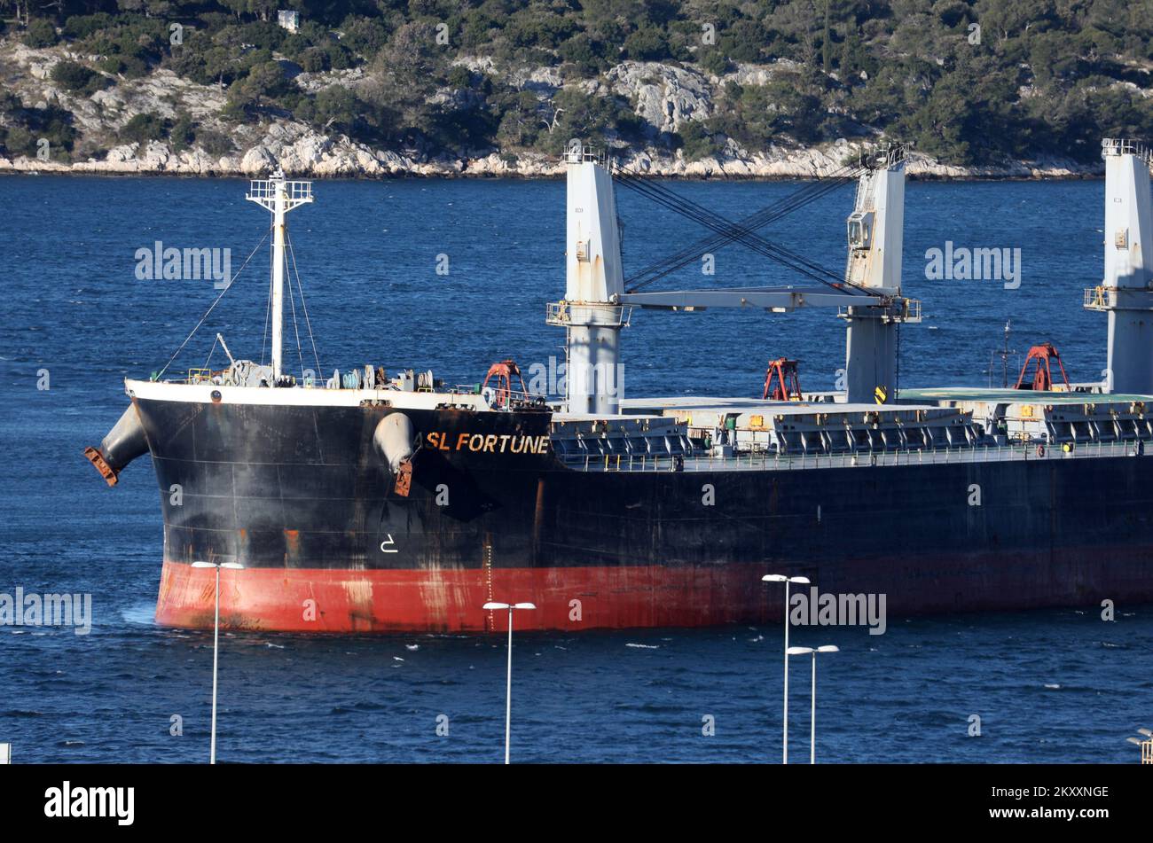 The cargo ship "ASL FORTUNE" sailed through the Channel of St. Ante in ...