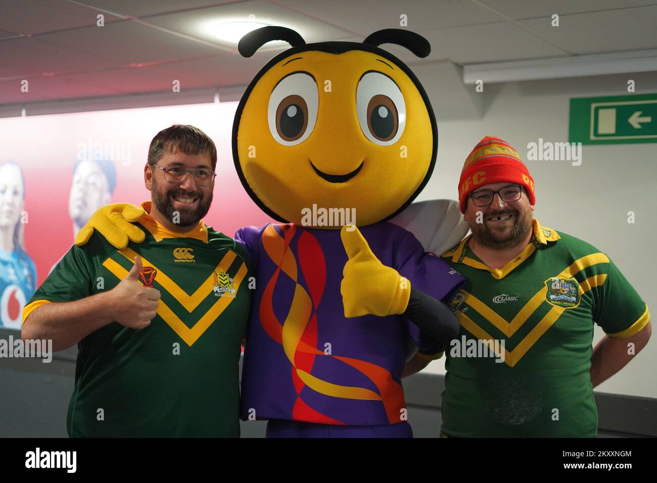 Rugby League world cup mascot RugBee meeting fans at Scotland V ...