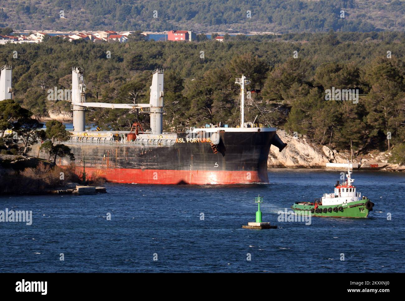The cargo ship "ASL FORTUNE" sailed through the Channel of St. Ante in ...