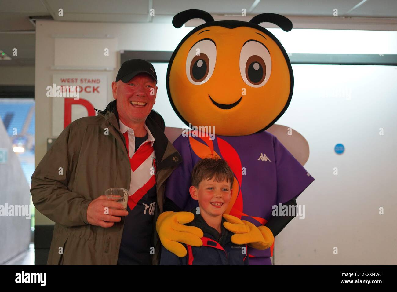 Rugby League world cup mascot RugBee meeting fans at Scotland V ...