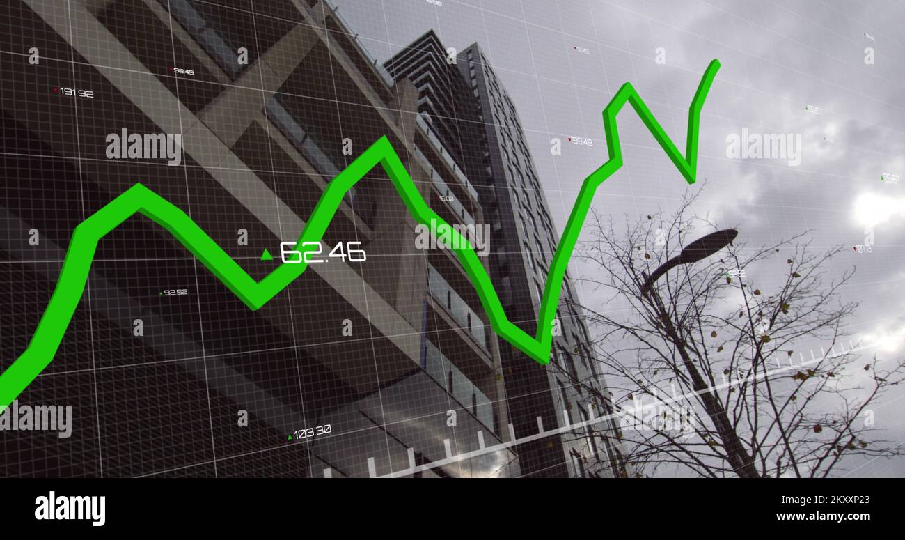 Financial curve over high building Stock Photo - Alamy