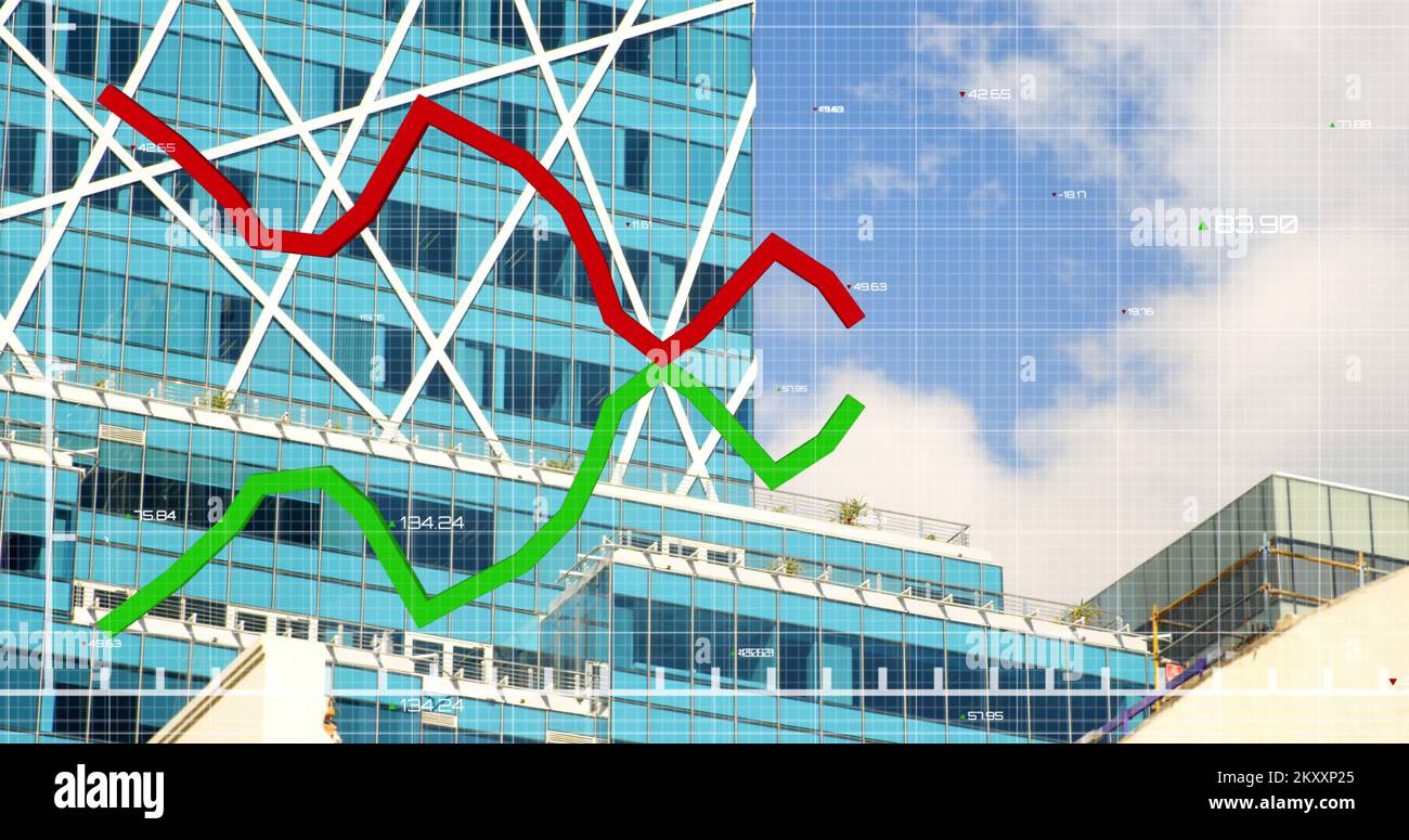 Financial curves over building site Stock Photo - Alamy