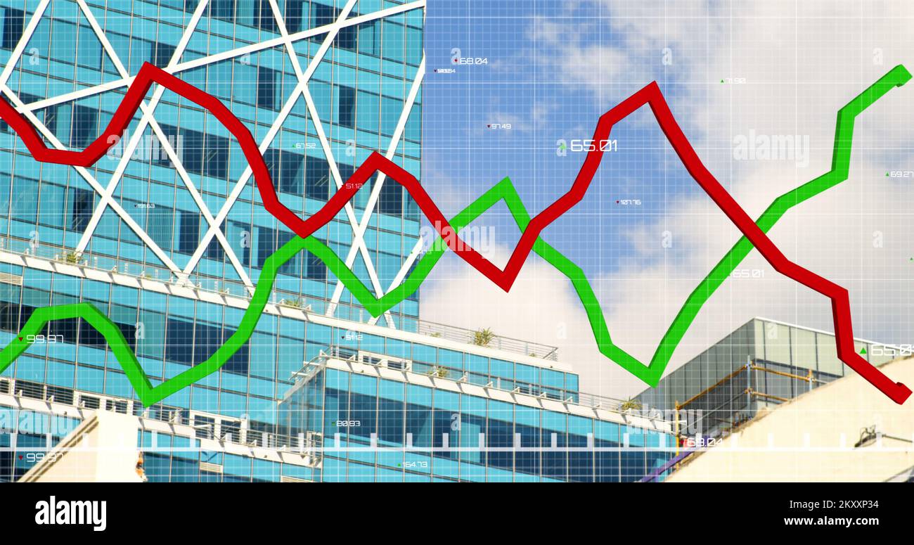 Financial curves over building site Stock Photo - Alamy