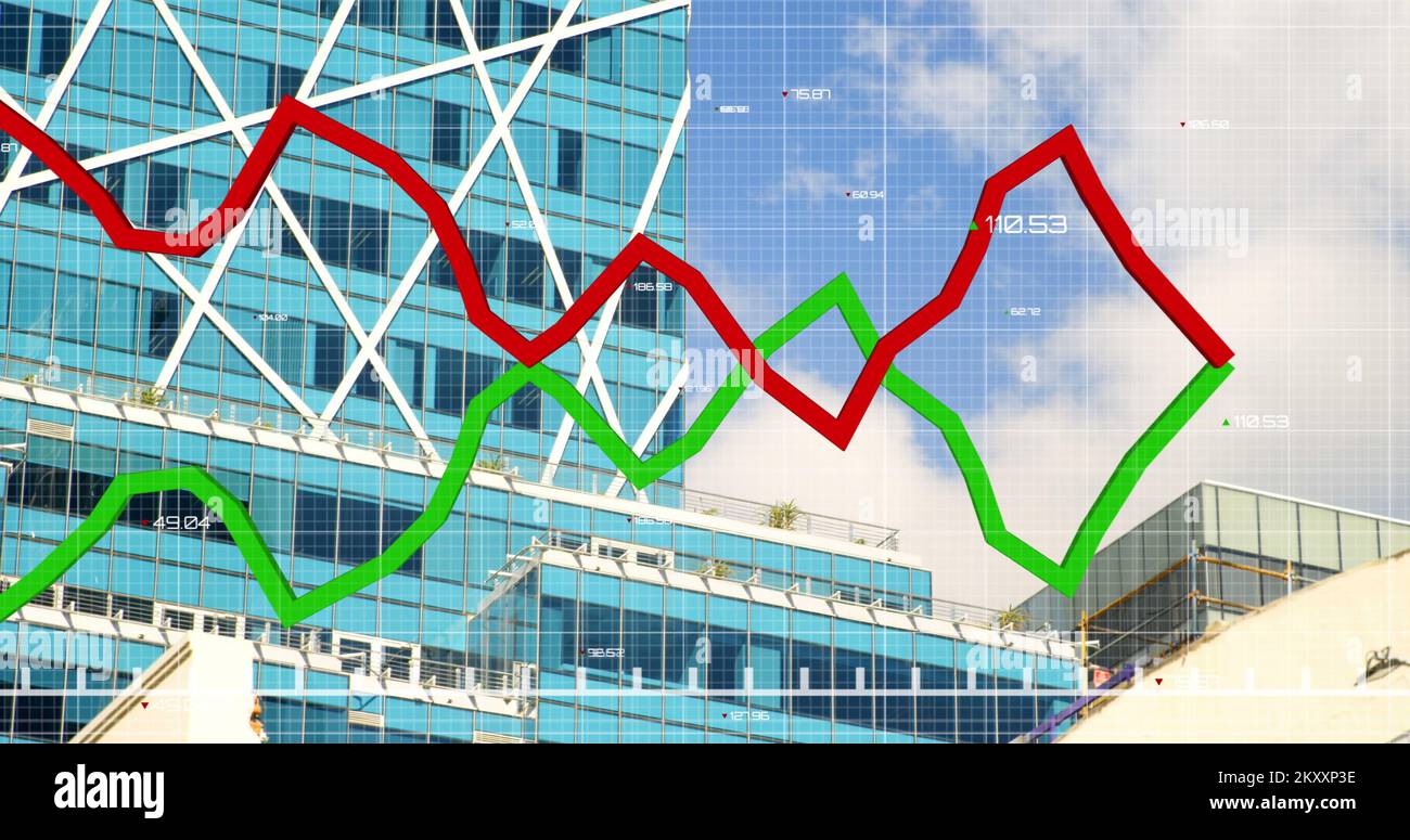 Financial curves over building site Stock Photo - Alamy