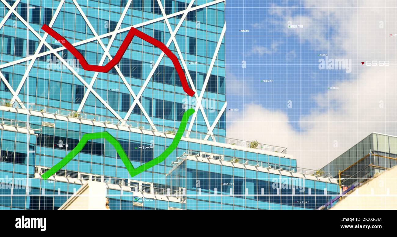 Financial curves over building site Stock Photo - Alamy