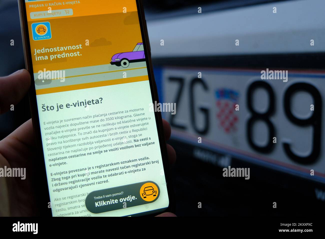 Photo taken on February 02, 2022. in Zagreb shows Slovenian E-vignettes ...