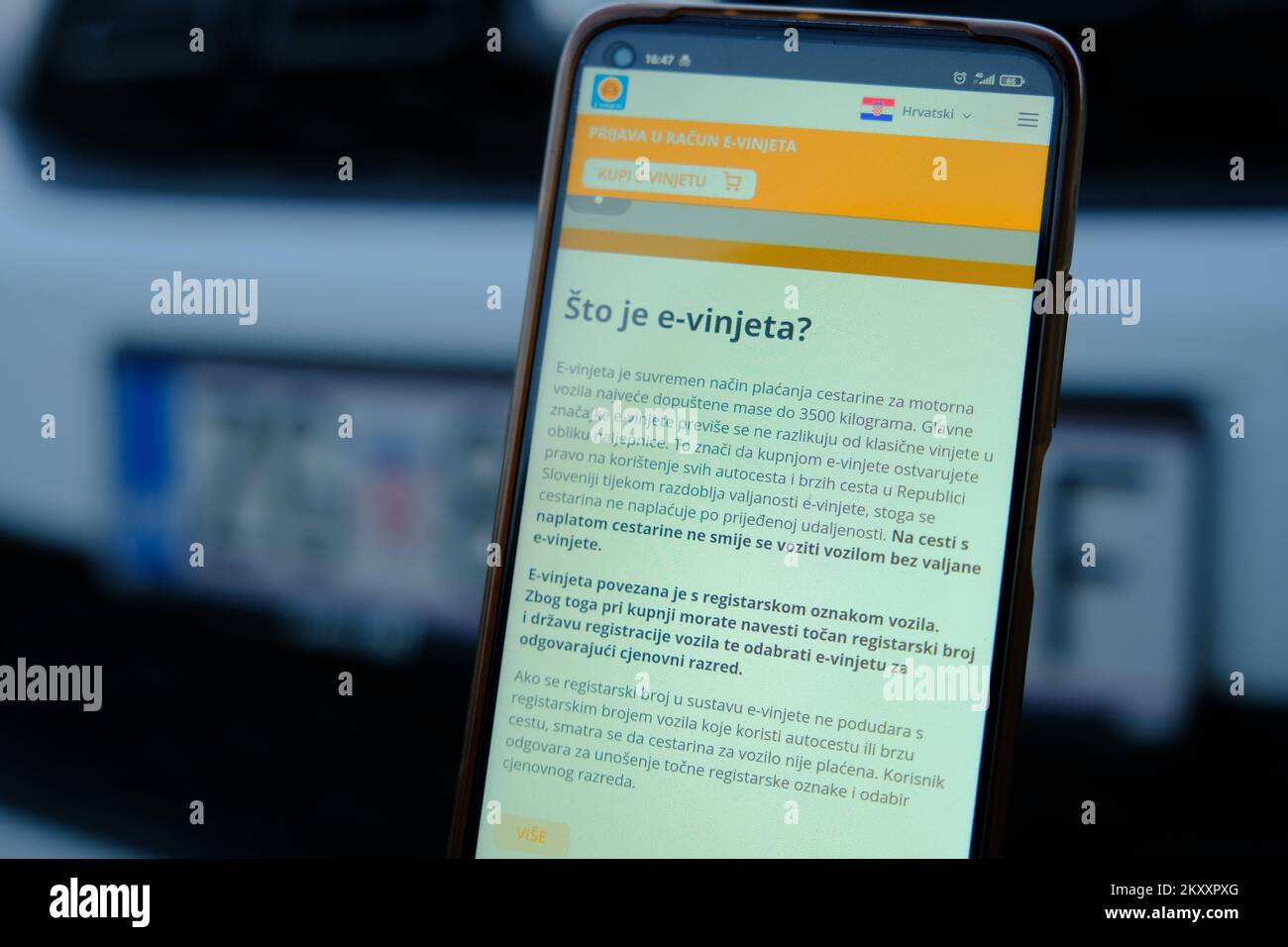 Photo taken on February 02, 2022. in Zagreb shows Slovenian E-vignettes ...