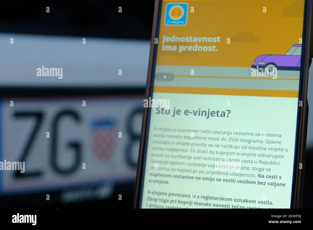 Photo taken on February 02, 2022. in Zagreb shows Slovenian E-vignettes ...