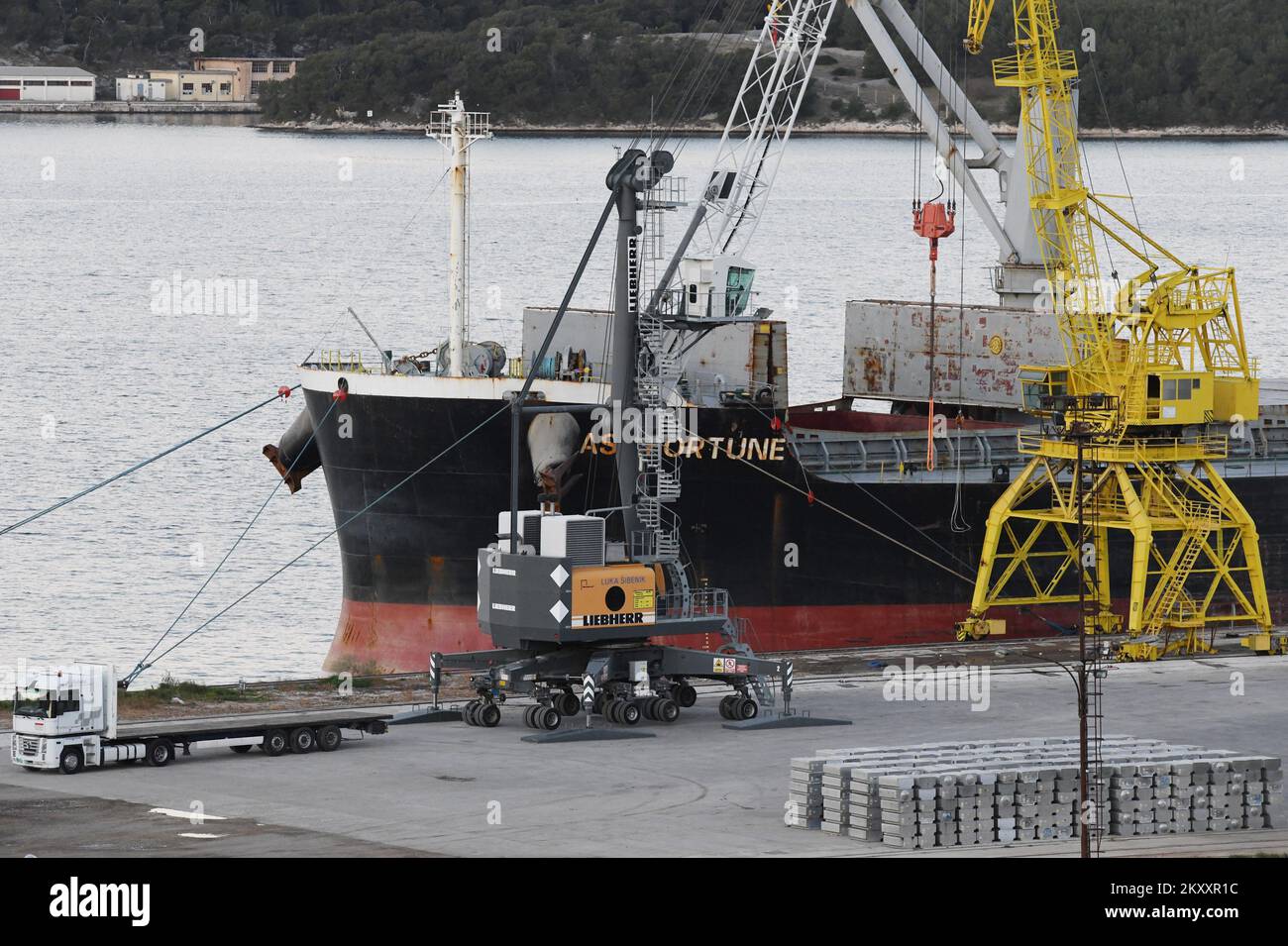 The cargo ship "ASL FORTUNE" arrived in the port of Sibenik, Croatia on ...