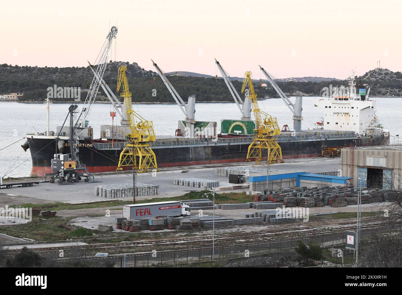 The cargo ship "ASL FORTUNE" arrived in the port of Sibenik, Croatia on ...