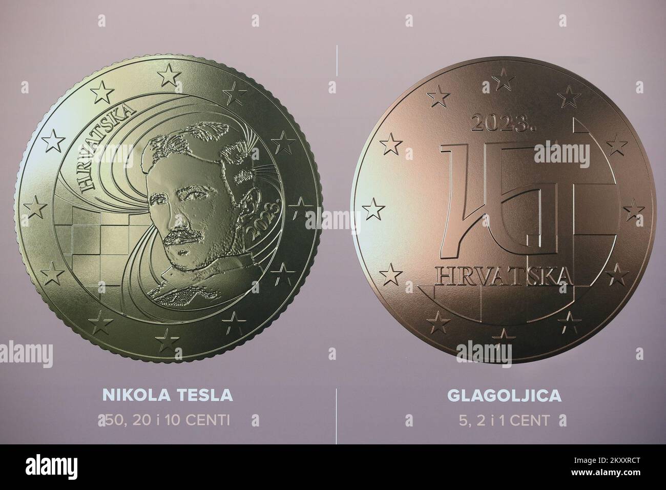 The picture shows the euro and cent coin. The Governor of the Croatian ...