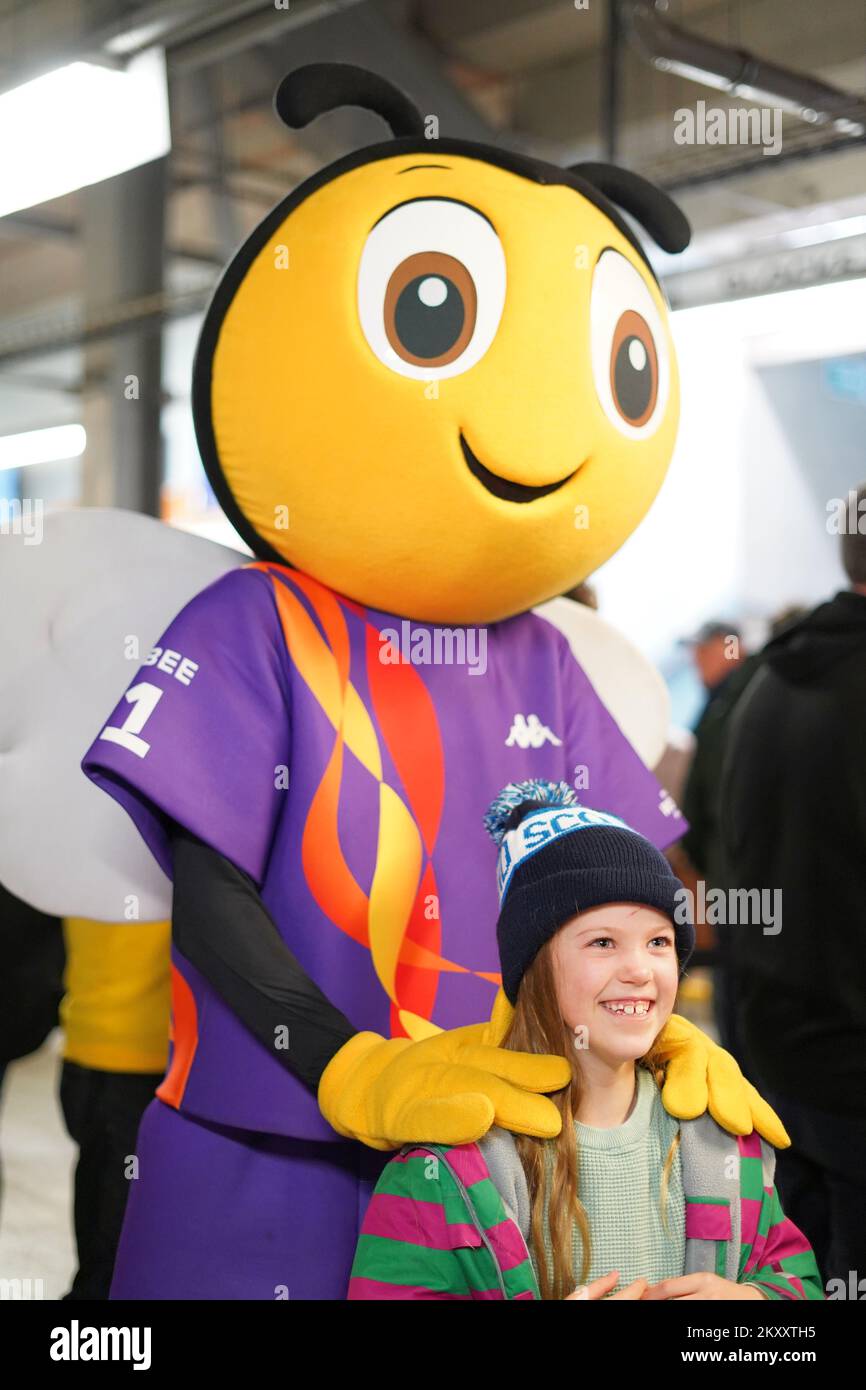 Rugby League world cup mascot RugBee meeting fans at Scotland V ...