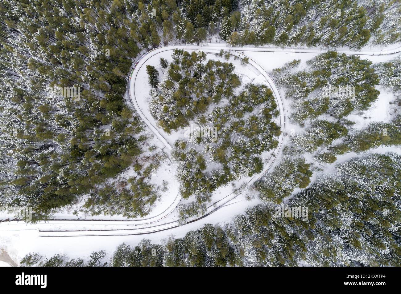 Aerial photo of bobsleigh track on Trebevic mountain in Sarajevo ...