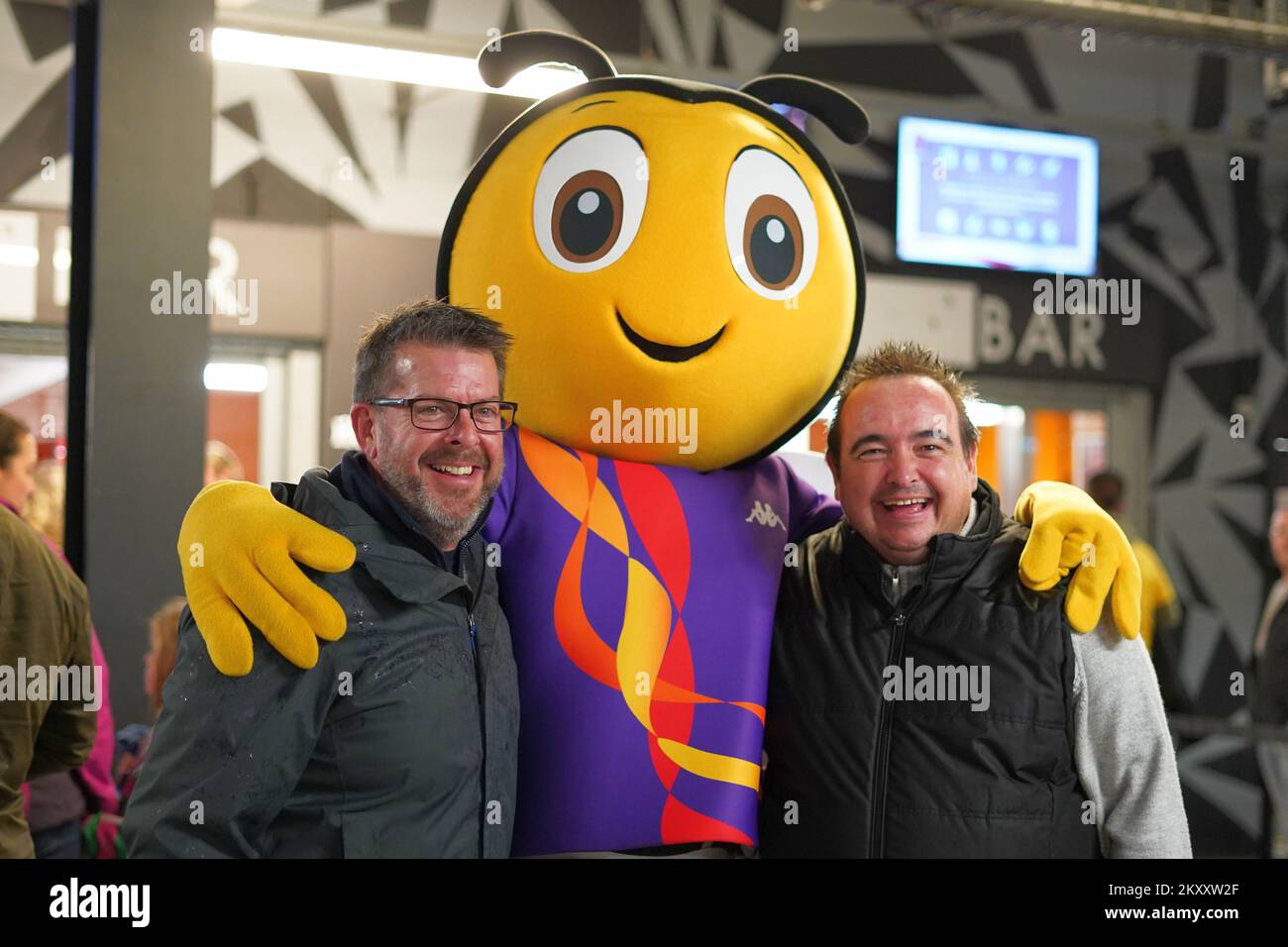 Rugby League world cup mascot RugBee meeting fans at Scotland V ...