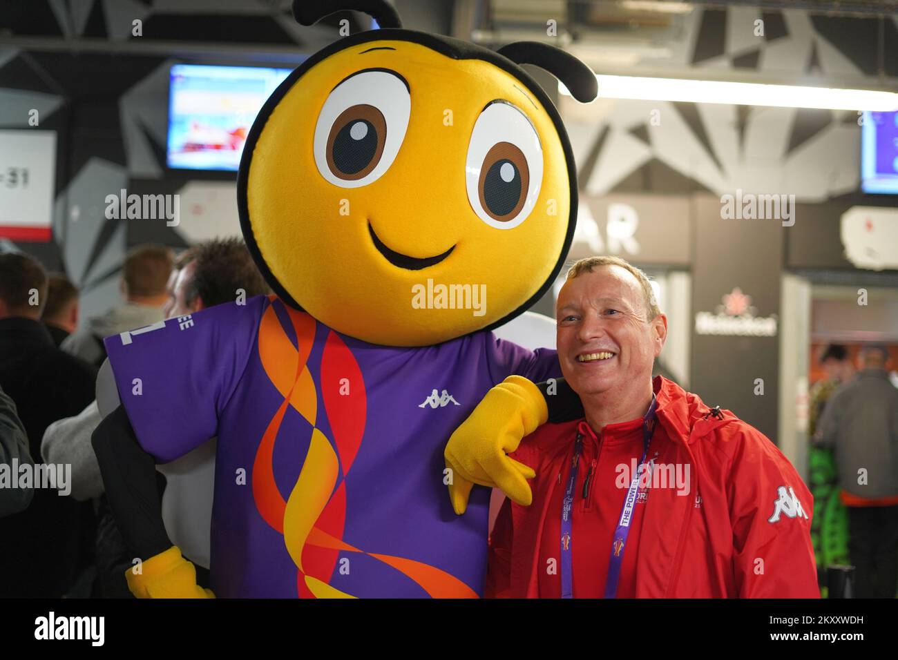 Rugby League world cup mascot RugBee meeting fans at Scotland V ...