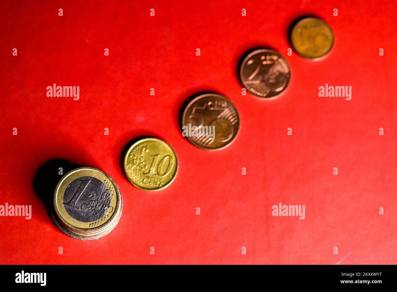 Illustration showing the kuna and euro coin in Zagreb, Croatia on ...