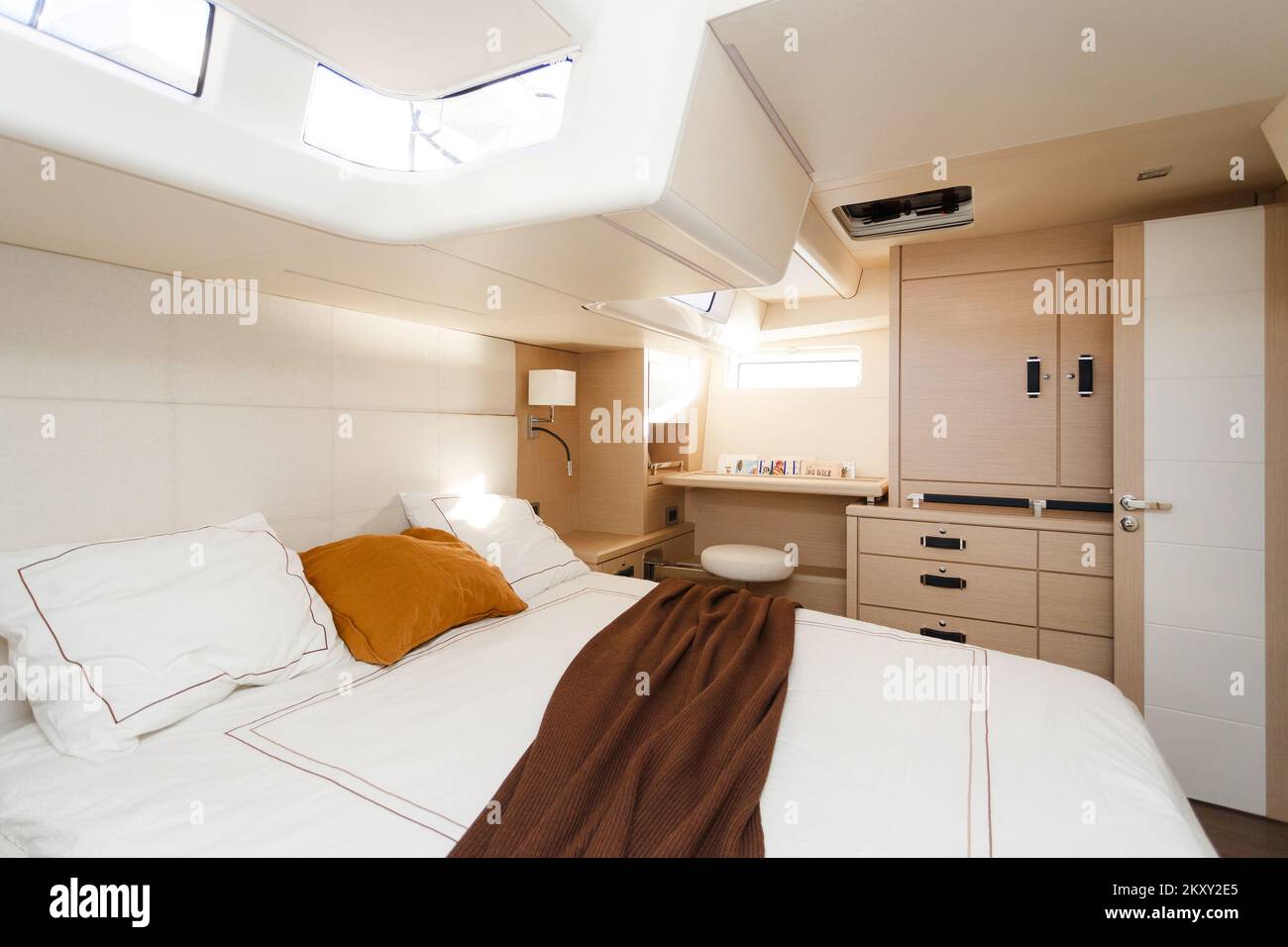 Interior of the Jeanneau 65 sailboat during its world premiere in ...