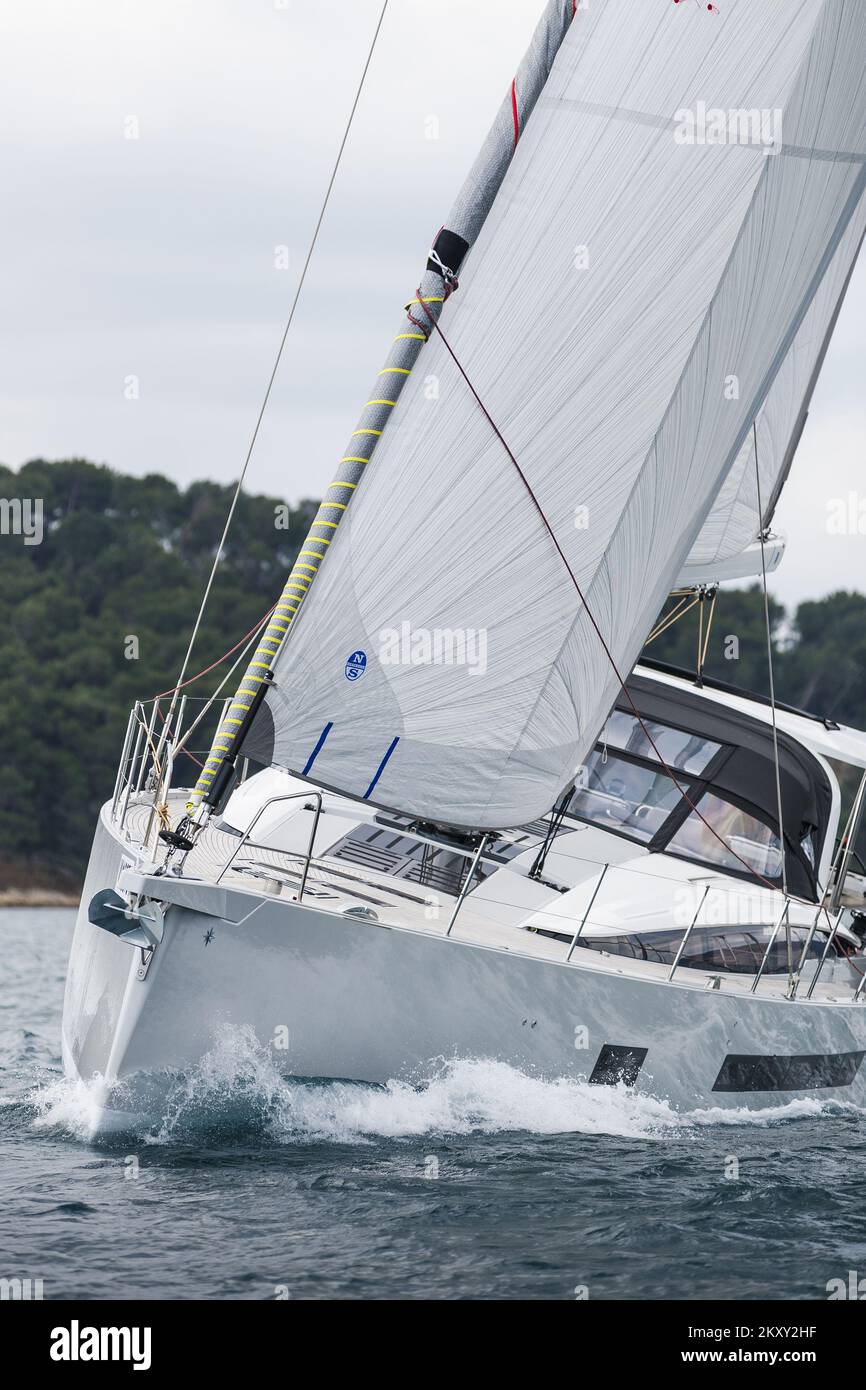 View of the sailboat Jeanneau 65 during its world premiere in Kastela ...