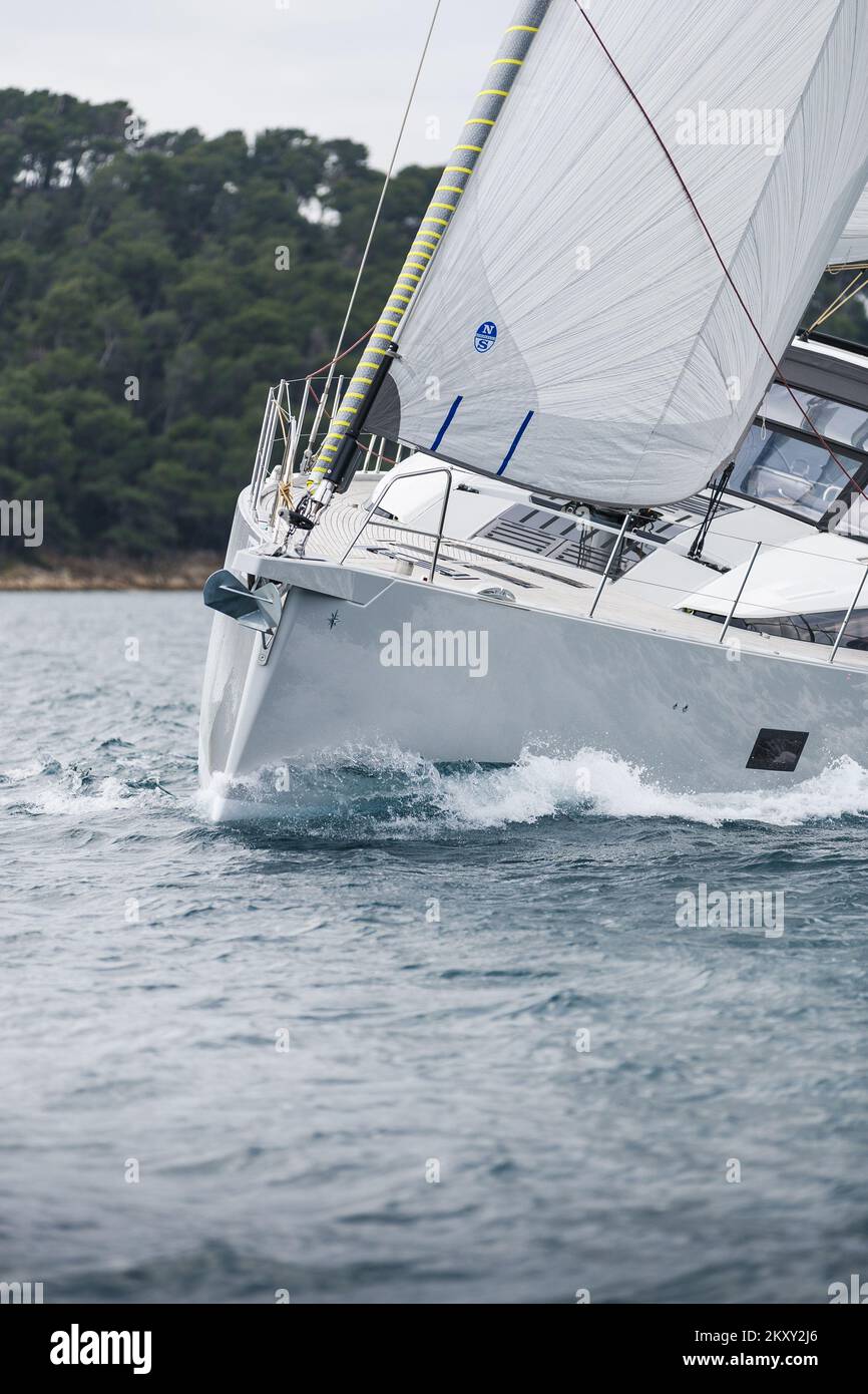 View of the sailboat Jeanneau 65 during its world premiere in Kastela ...